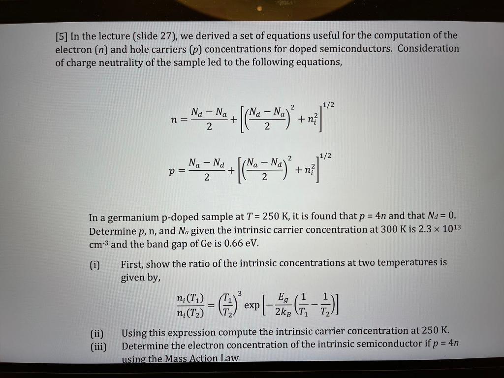 Solved [5] In the lecture (slide 27), we derived a set of | Chegg.com