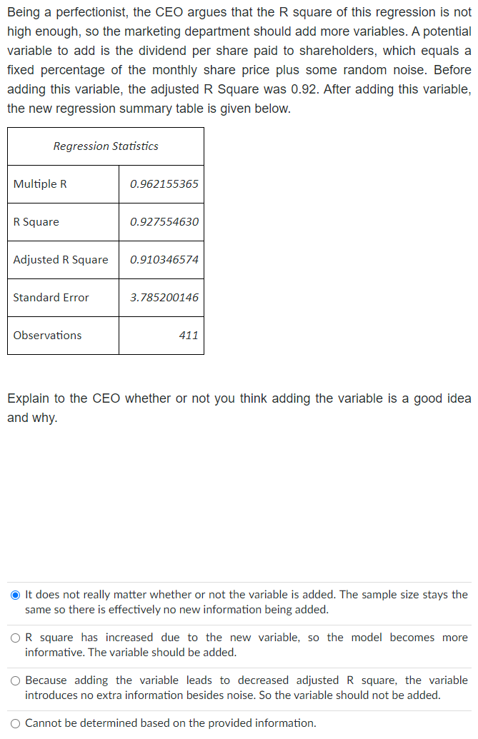 Solved Being a perfectionist, the CEO argues that the R | Chegg.com