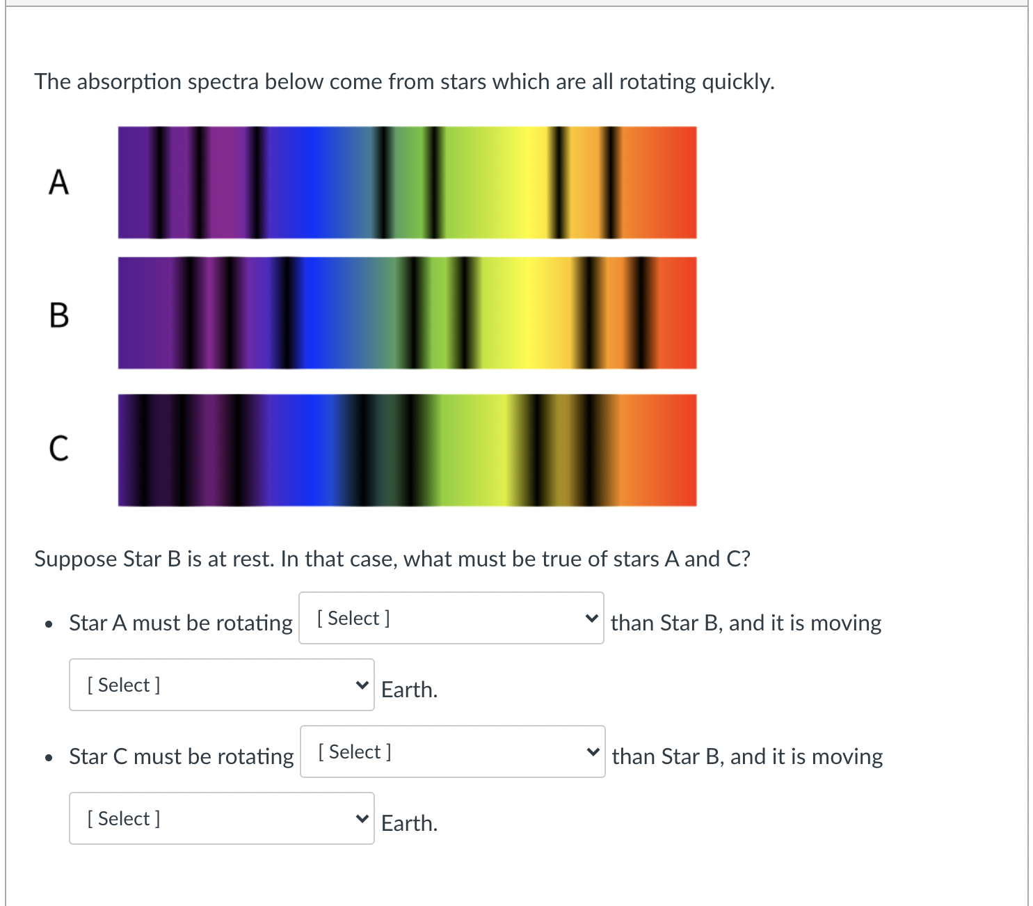 The absorption spectra below come from stars which | Chegg.com