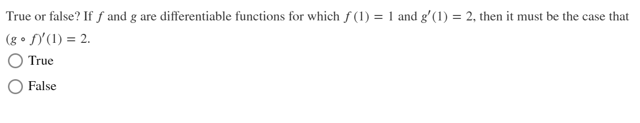 Solved True or false? If f and g are differentiable | Chegg.com