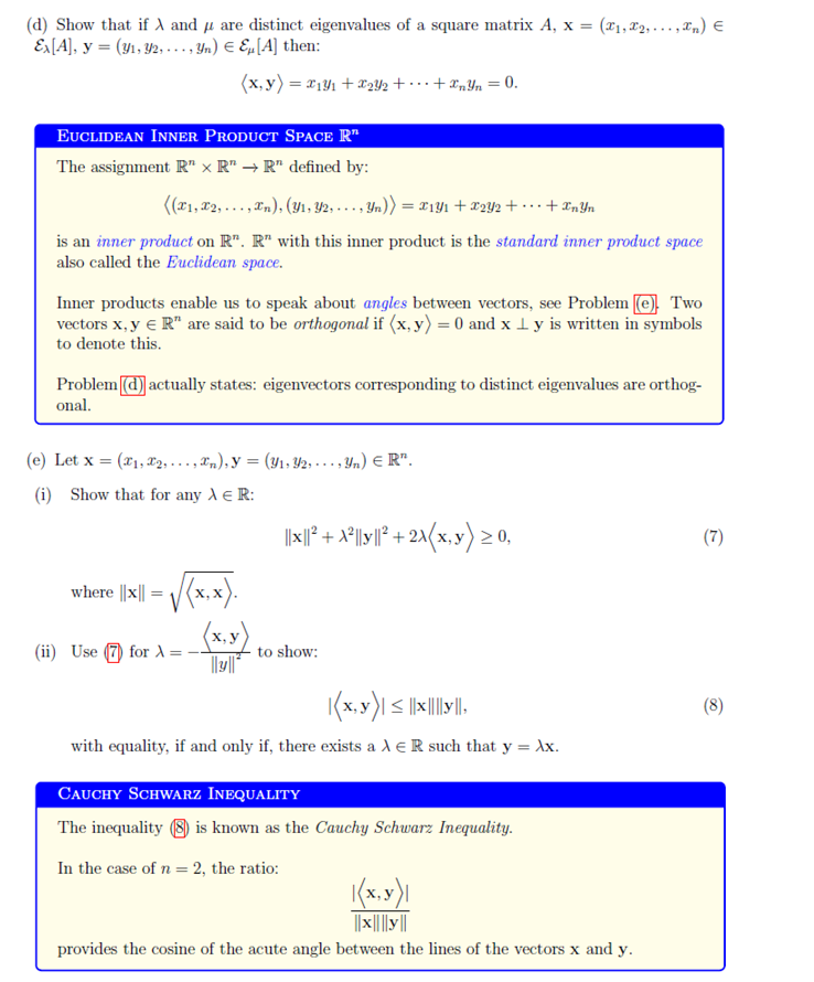 Solved (d) Show that if λ and μ are distinct eigenvalues of | Chegg.com