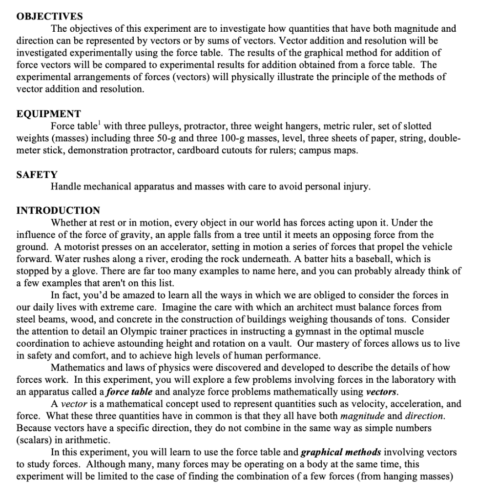 Solved OBJECTIVES The objectives of this experiment are to | Chegg.com