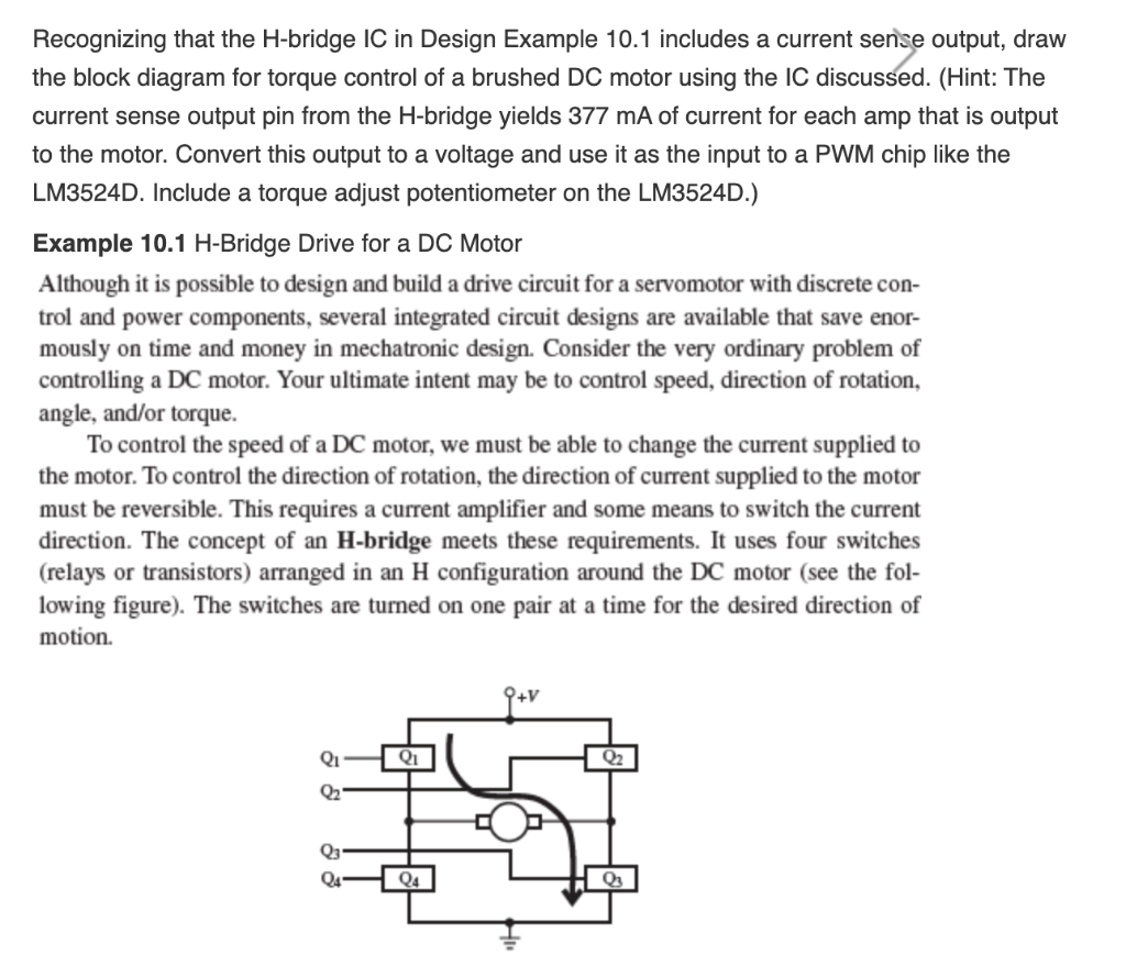 Recognizing that the H-bridge IC in Design Example | Chegg.com