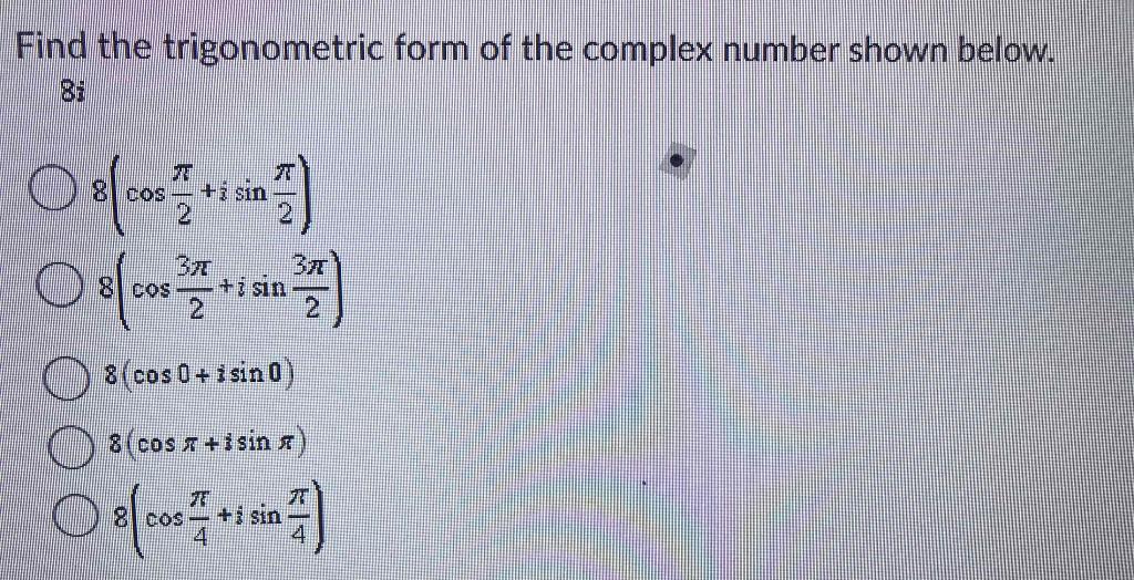 Solved Write the complex number shown below in trigonometric | Chegg.com