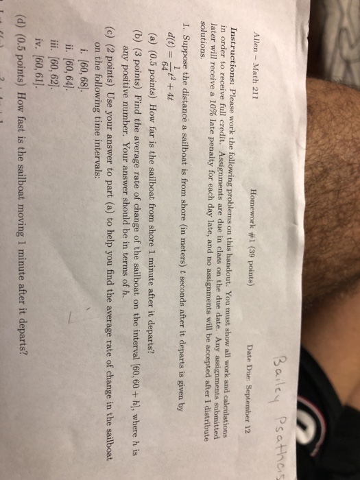 Solved Baley Psatheis Allen Math 211 Homework #1 (39 points) | Chegg.com