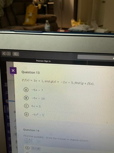 Solved Pearson Sign In X Question 13 - 3x + 1, and g(x) = | Chegg.com