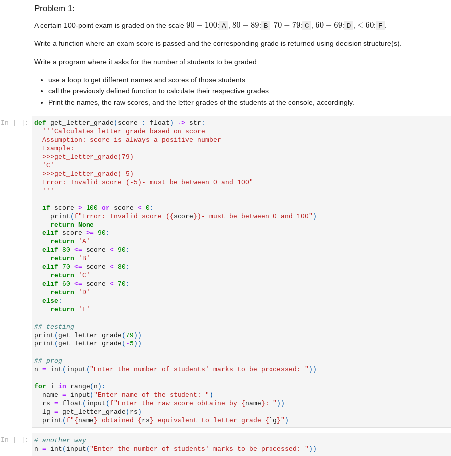 Solved Problem 1: A certain 100-point exam is graded on the | Chegg.com