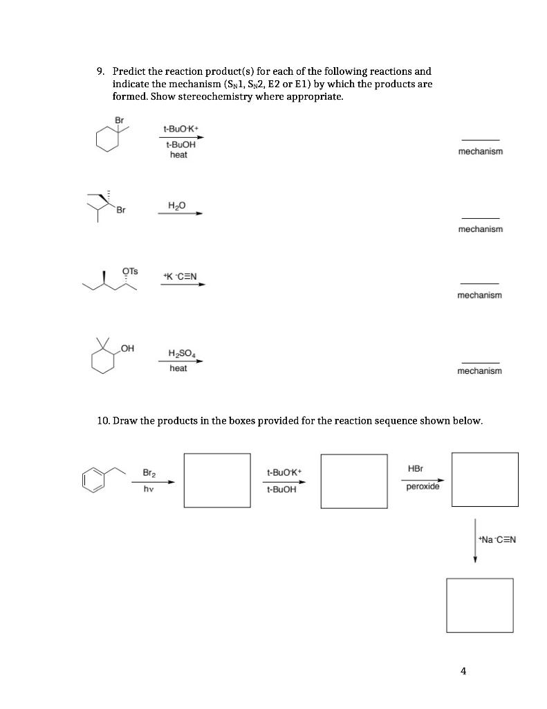 Solved 1. Predict the order of reactivity for the following | Chegg.com
