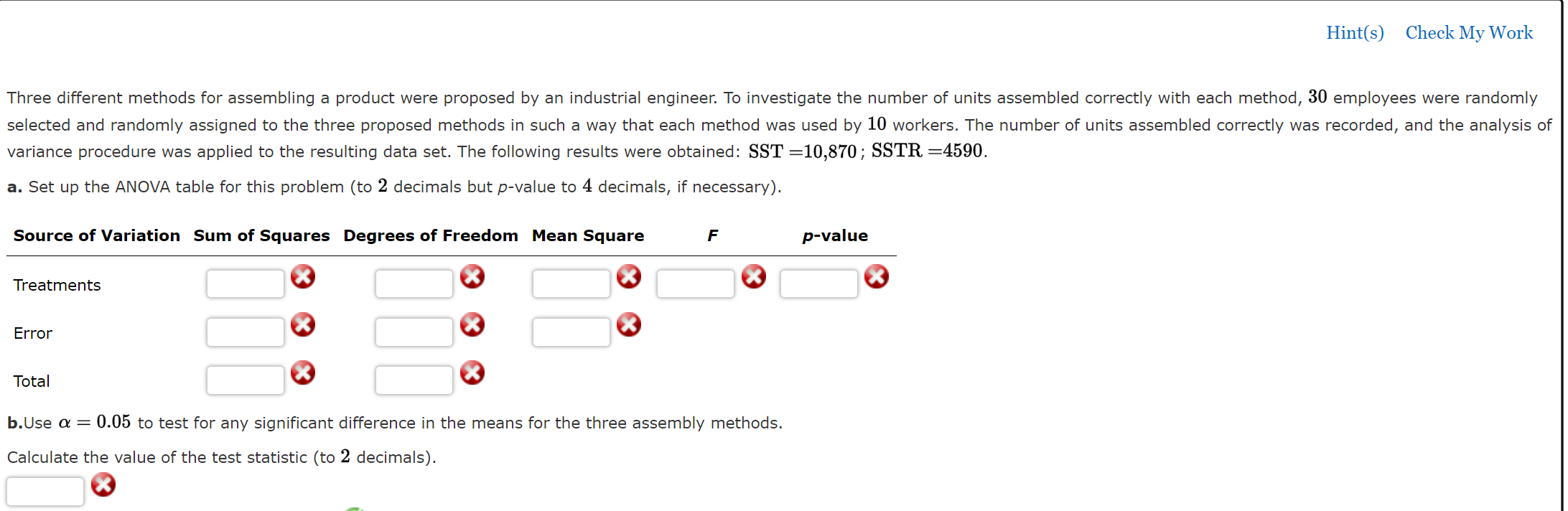 Solved Three different methods for assembling a product were | Chegg.com