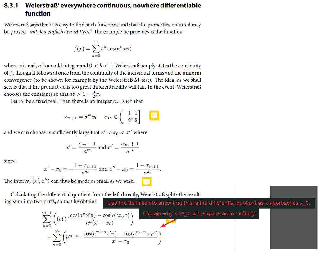 Solved 8.3.1 Weierstraß' everywhere continuous, nowhere | Chegg.com