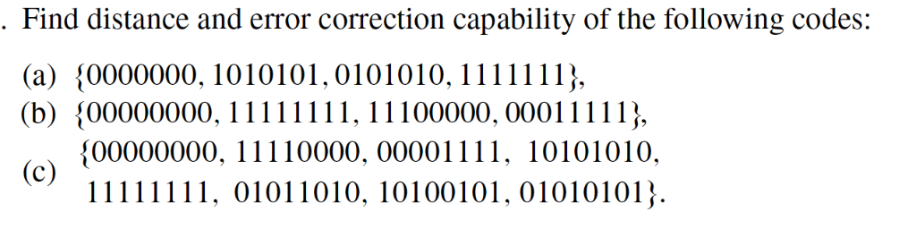 Solved Find Distance And Error Correction Capability Of The