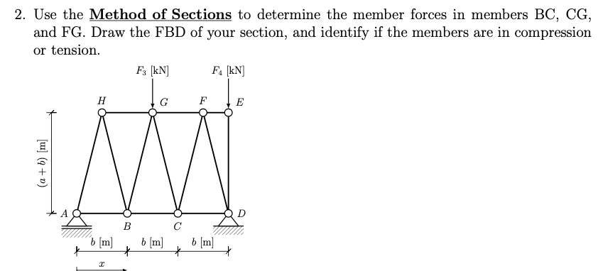 Solved 2. Use the Method of Sections to determine the member | Chegg.com