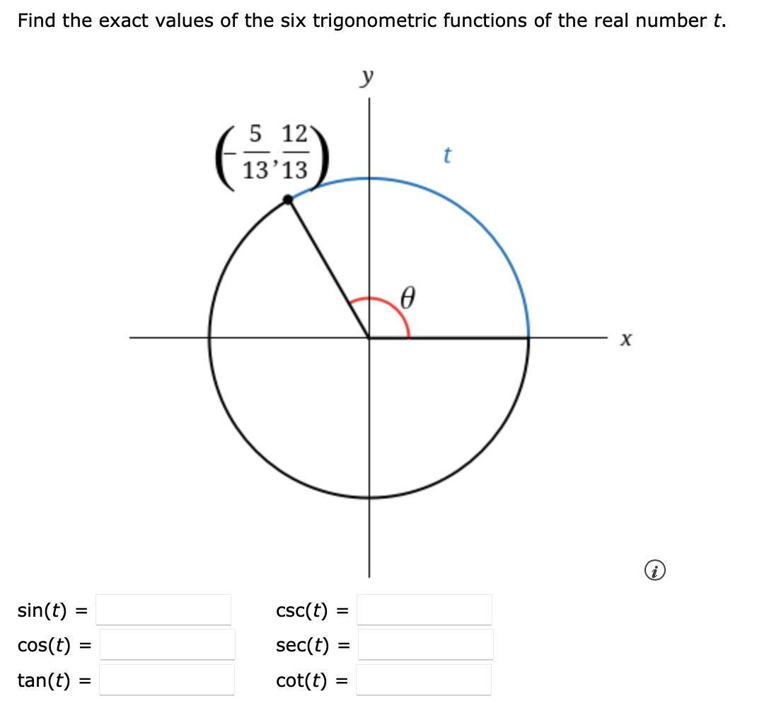 Solved Find the exact values of the six trigonometric | Chegg.com