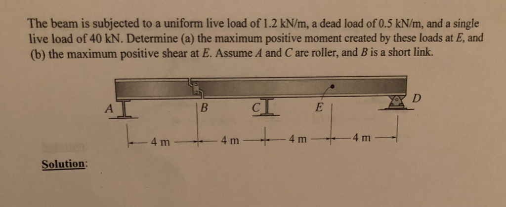 Solved The beam is subjected to a uniform live load of 1.2 | Chegg.com