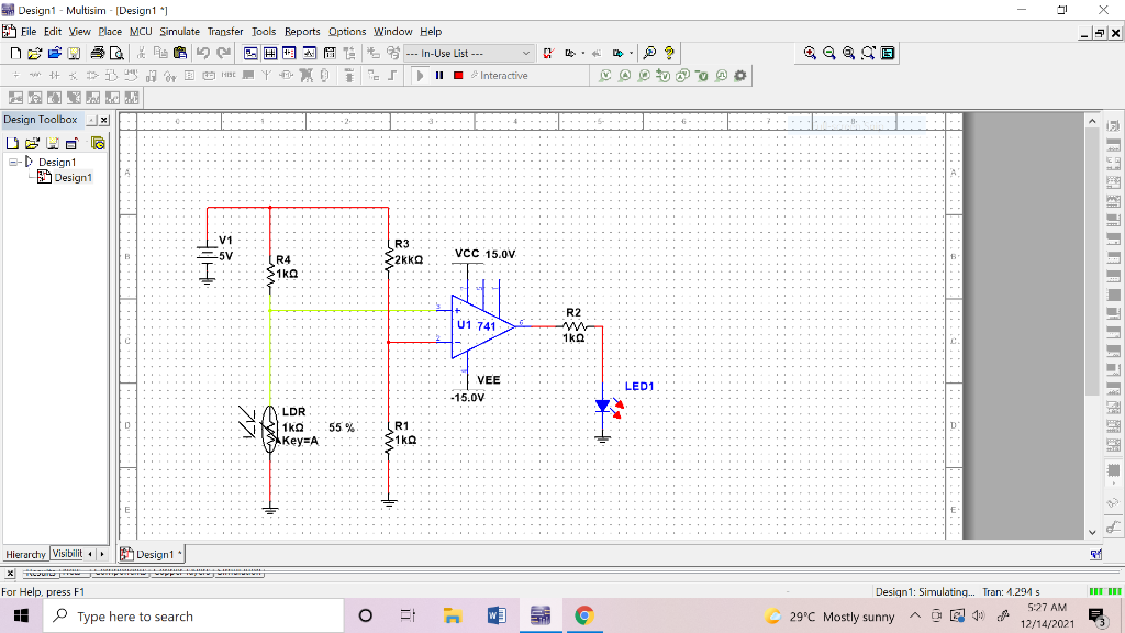 Solved 9 X s Design 1 - Multisim - [Design1"] File Edit View | Chegg.com