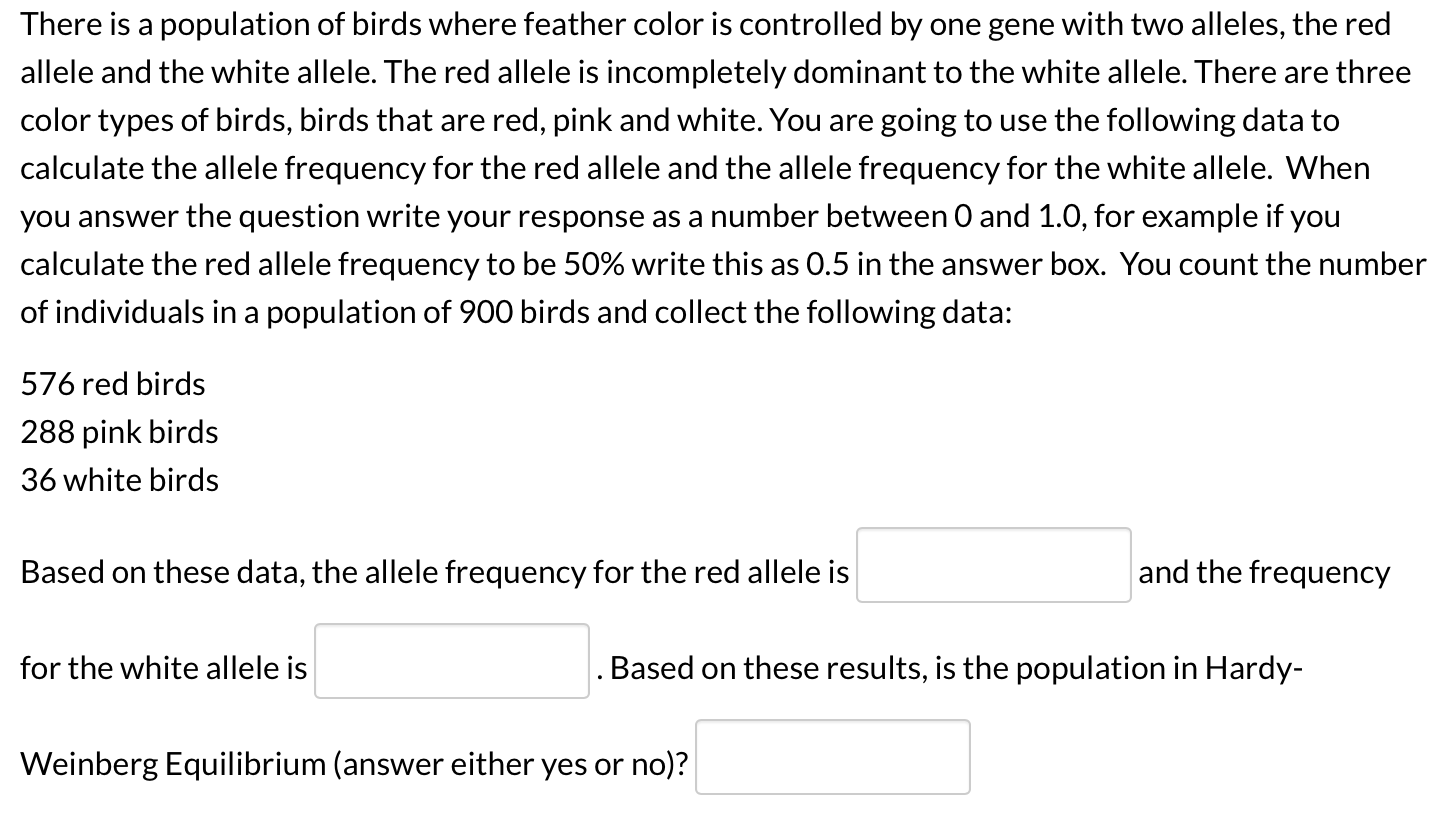 Solved There is a population of birds where feather color is | Chegg.com