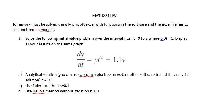 Solved MATH224 HW Homework must be solved using Microsoft | Chegg.com