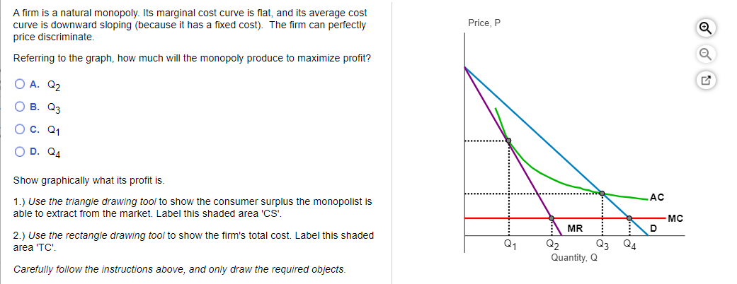 Solved A firm is a natural monopoly. Its marginal cost curve | Chegg.com