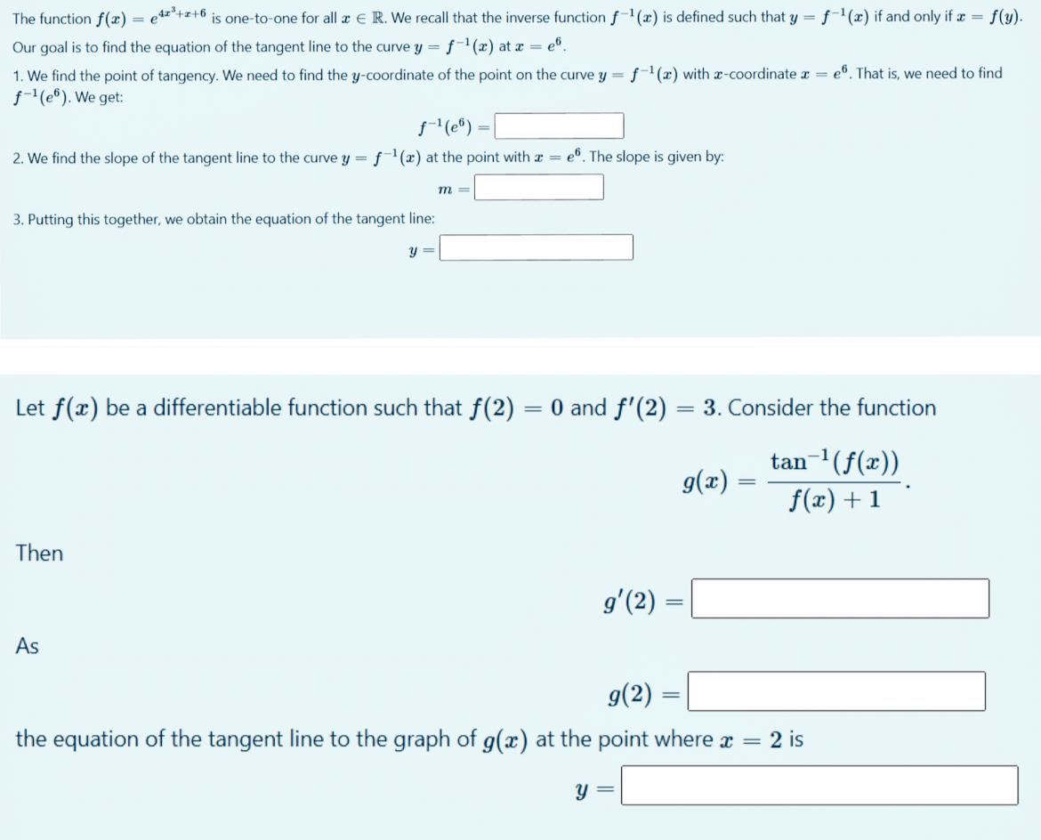 Solved The Function F X E4x3 X 6 Is One To One For All X∈r