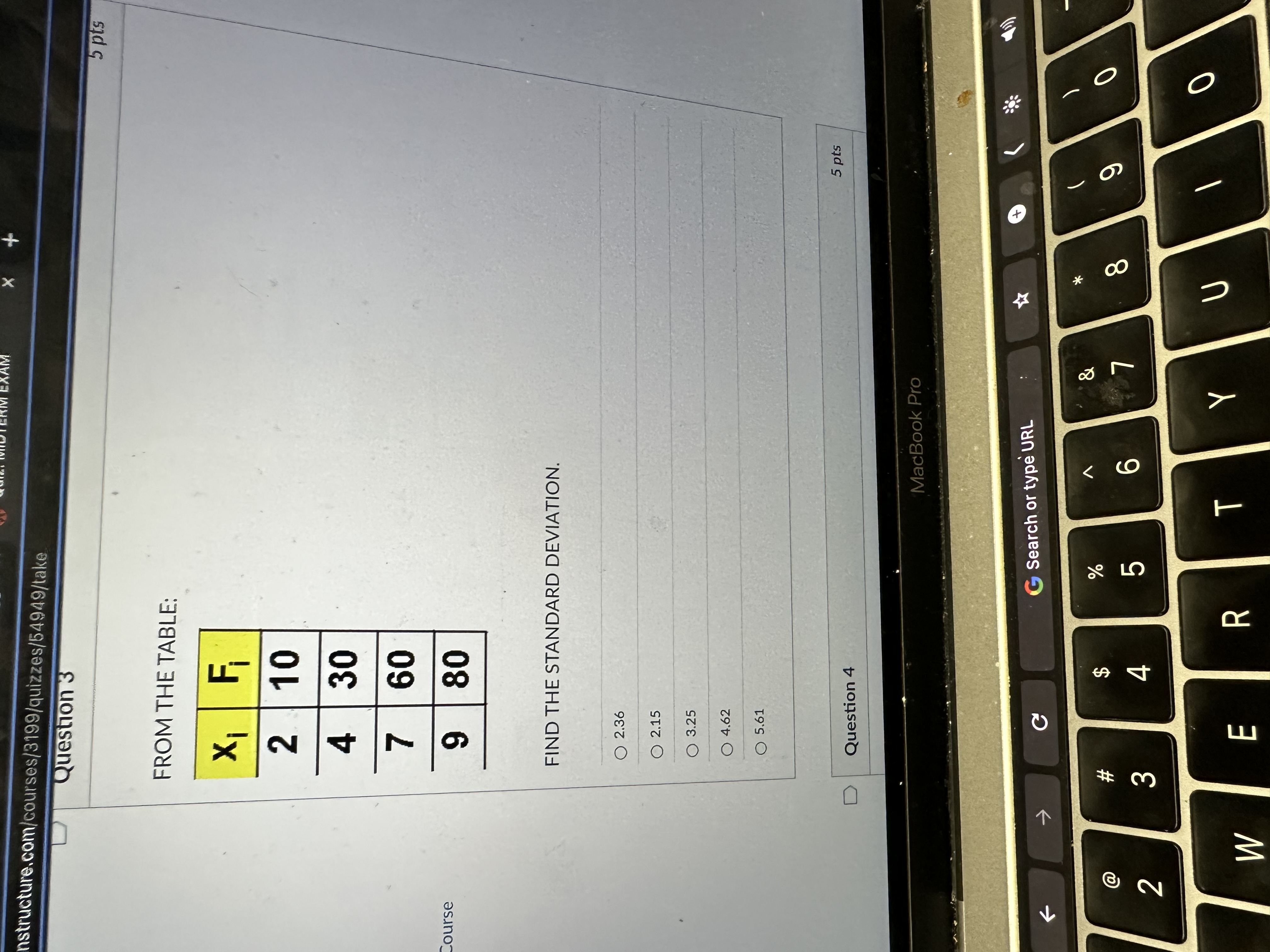 Solved FROM THE TABLE: FIND THE STANDARD DEVIATION. | Chegg.com