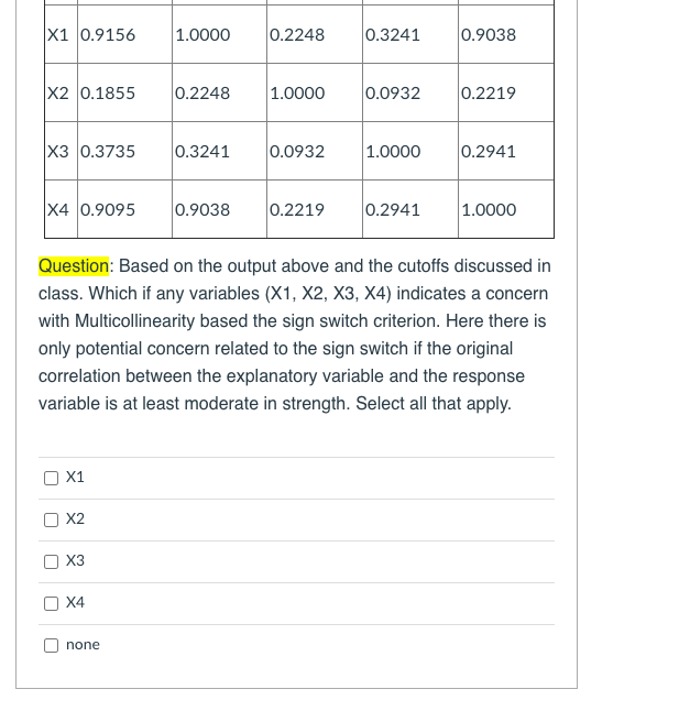 Question 12 5 pts Multicollinearity: Reference the | Chegg.com