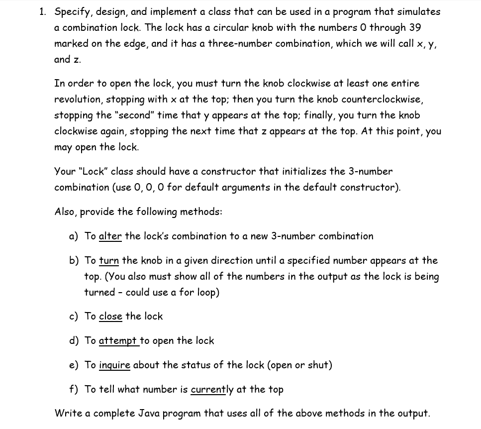 Solved Java program INSTRUCTIONS LockADT – Show the | Chegg.com