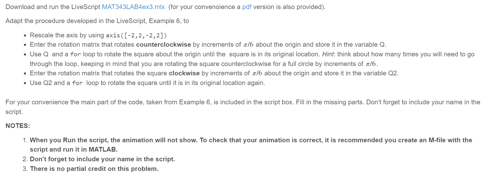 Download and run the LiveScript MAT343LAB4ex3.mlx | Chegg.com