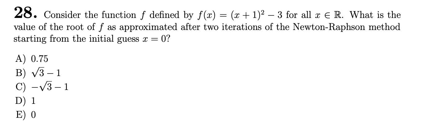 Solved = 28. Consider the function f defined by f(x) = (x + | Chegg.com