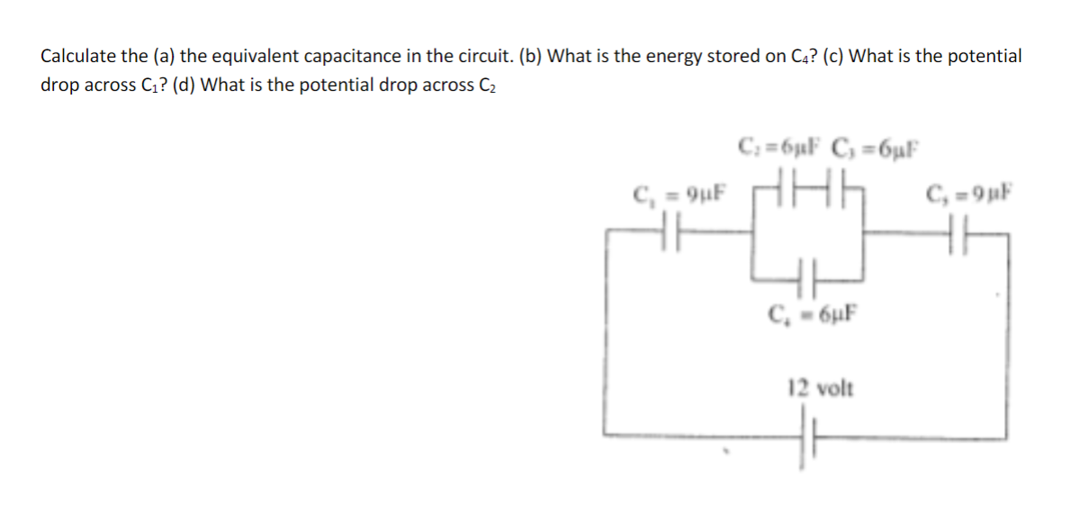 Solved Calculate the (a) the equivalent capacitance in the | Chegg.com