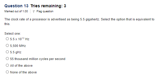 Solved Question 13 Tries remaining: 3 Marked out of 1.00 | Chegg.com