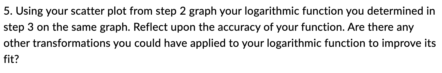 Solved 5. Using your scatter plot from step 2 graph your | Chegg.com