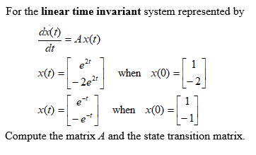 Solved For the linear time invariant system represented by | Chegg.com