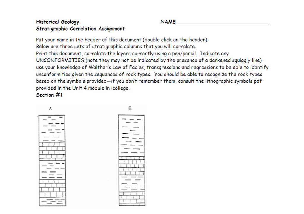 Solved Historical Geology Stratigraphic Correlation | Chegg.com