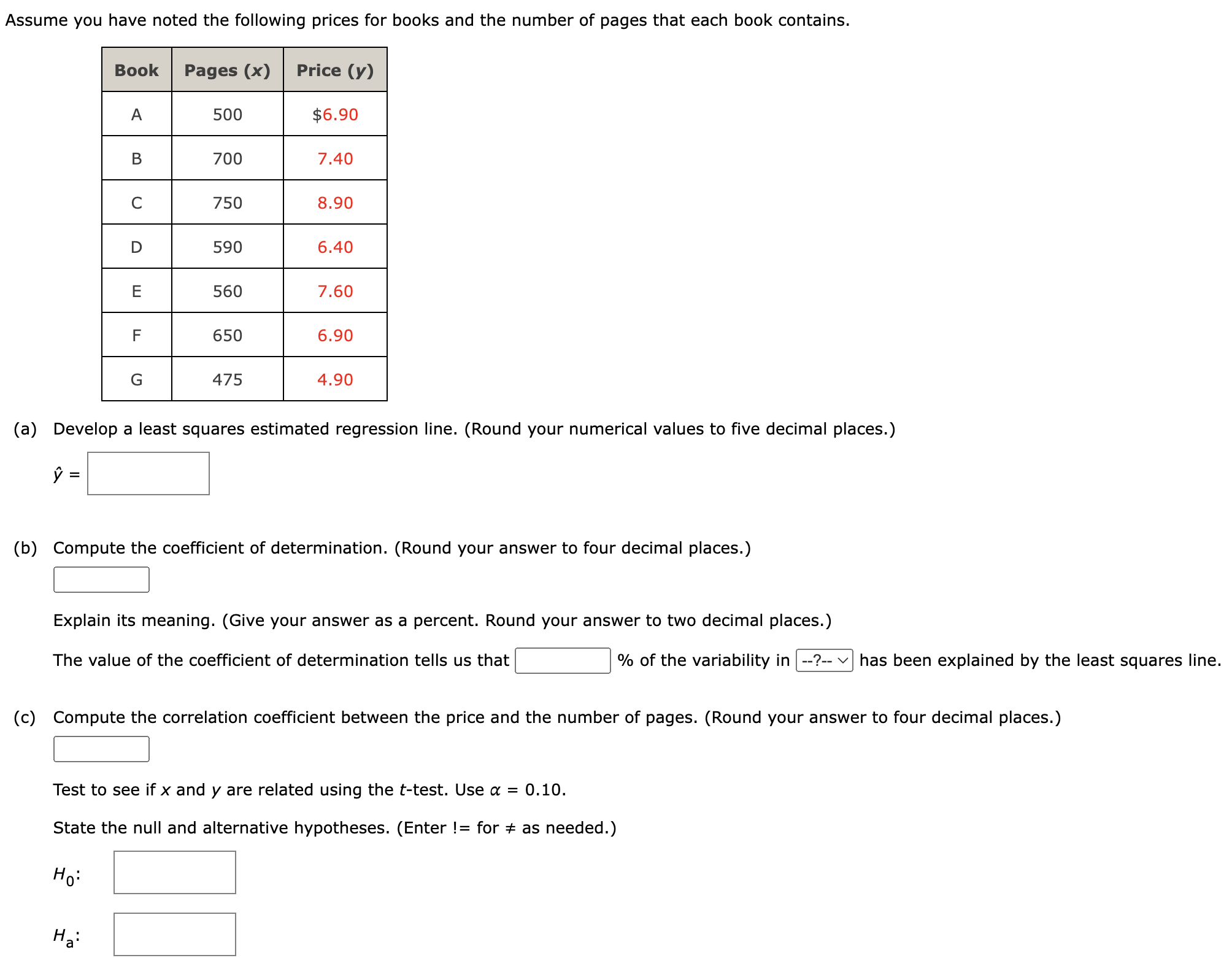 Solved Assume you have noted the following prices for books | Chegg.com
