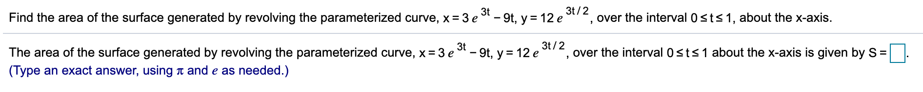 Solved 3t/2 Find the area of the surface generated by | Chegg.com