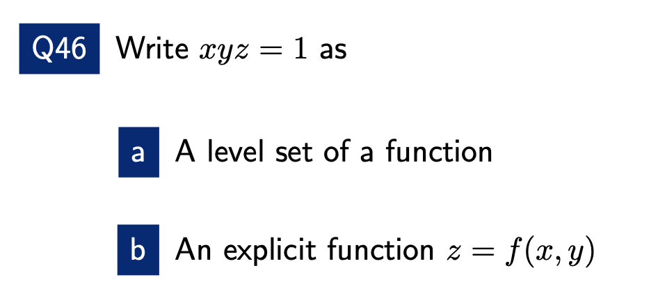 Solved te xyz=1 as A level set of a function An explicit | Chegg.com