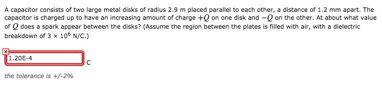Solved A capacitor consists of two large metal disks of | Chegg.com