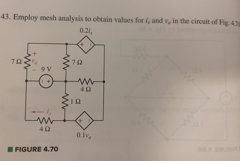 Solved 43. Employ mesh analysis to obtain values for ix and | Chegg.com