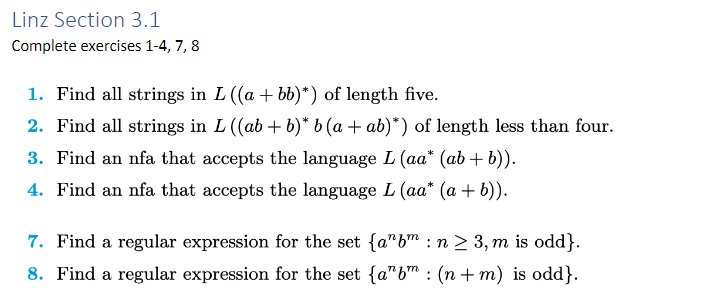 Solved 1. Find all strings in L((a+bb)∗) of length five. 2. | Chegg.com
