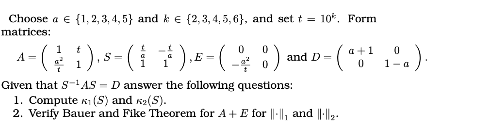 Solved Choose a∈{1,2,3,4,5} and k∈{2,3,4,5,6}, and set | Chegg.com