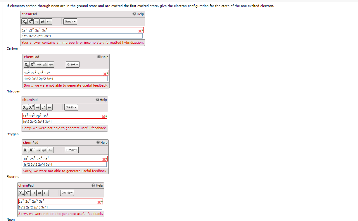 Solved If elements carbon through neon are in the ground | Chegg.com