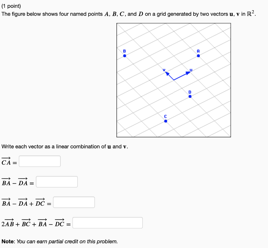 Solved (1 point) The figure below shows four named points A, | Chegg.com
