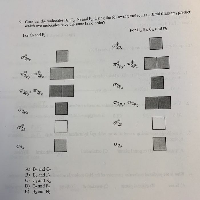 Solved 6. Consider the molecules B2, C2, N2 and F2. Using | Chegg.com