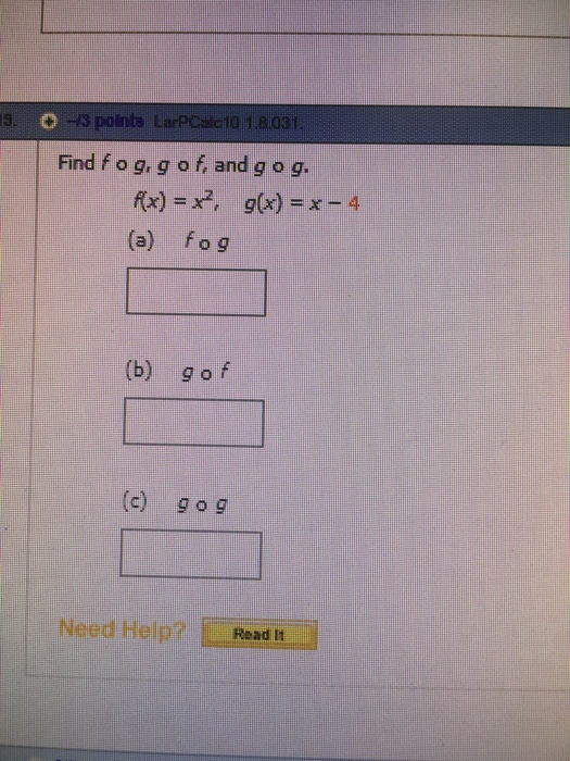 Solved FM Find f o g, g o f, and g o g. /(x) = x2, g(x) =x-4 | Chegg.com
