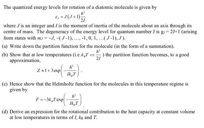 Solved The quantized energy levels for rotation of a | Chegg.com