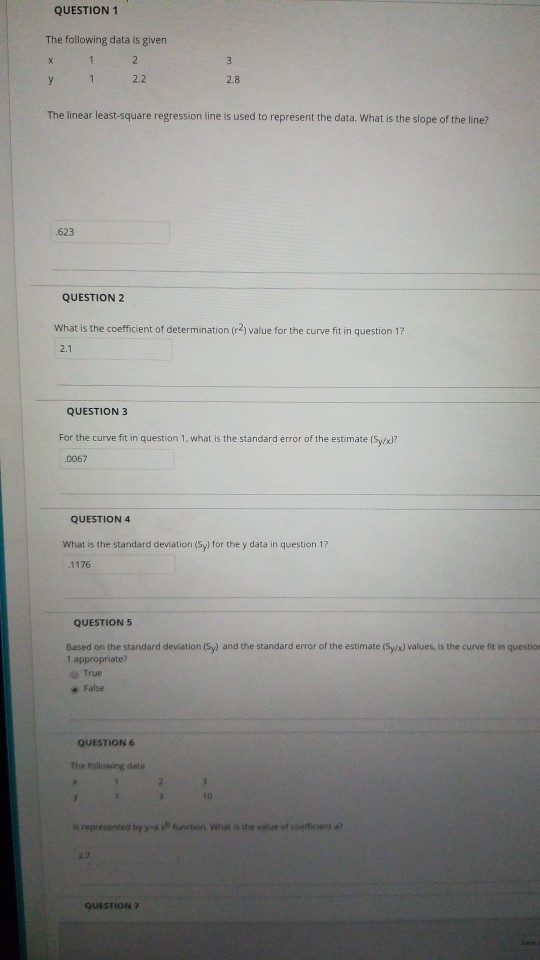 Solved QUESTION 1 The following data is given 2.2 2.8 The | Chegg.com
