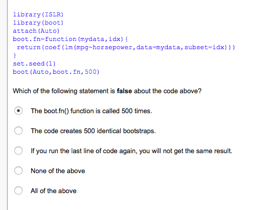 Solved library (ISIR) library (boot) attach (Auto) | Chegg.com