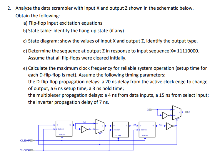 Solved 2 Analyze The Data Scrambler With Input X And Output 4165
