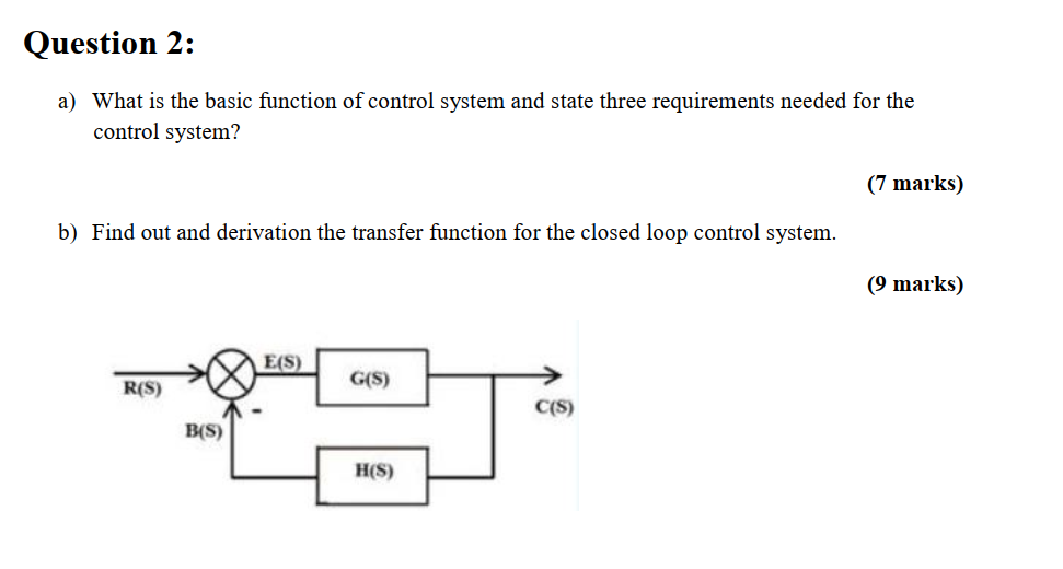 Solved a) What is the basic function of control system and | Chegg.com