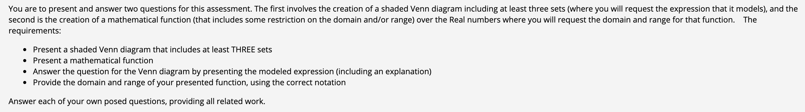 Solved You are to present and answer two questions for this | Chegg.com